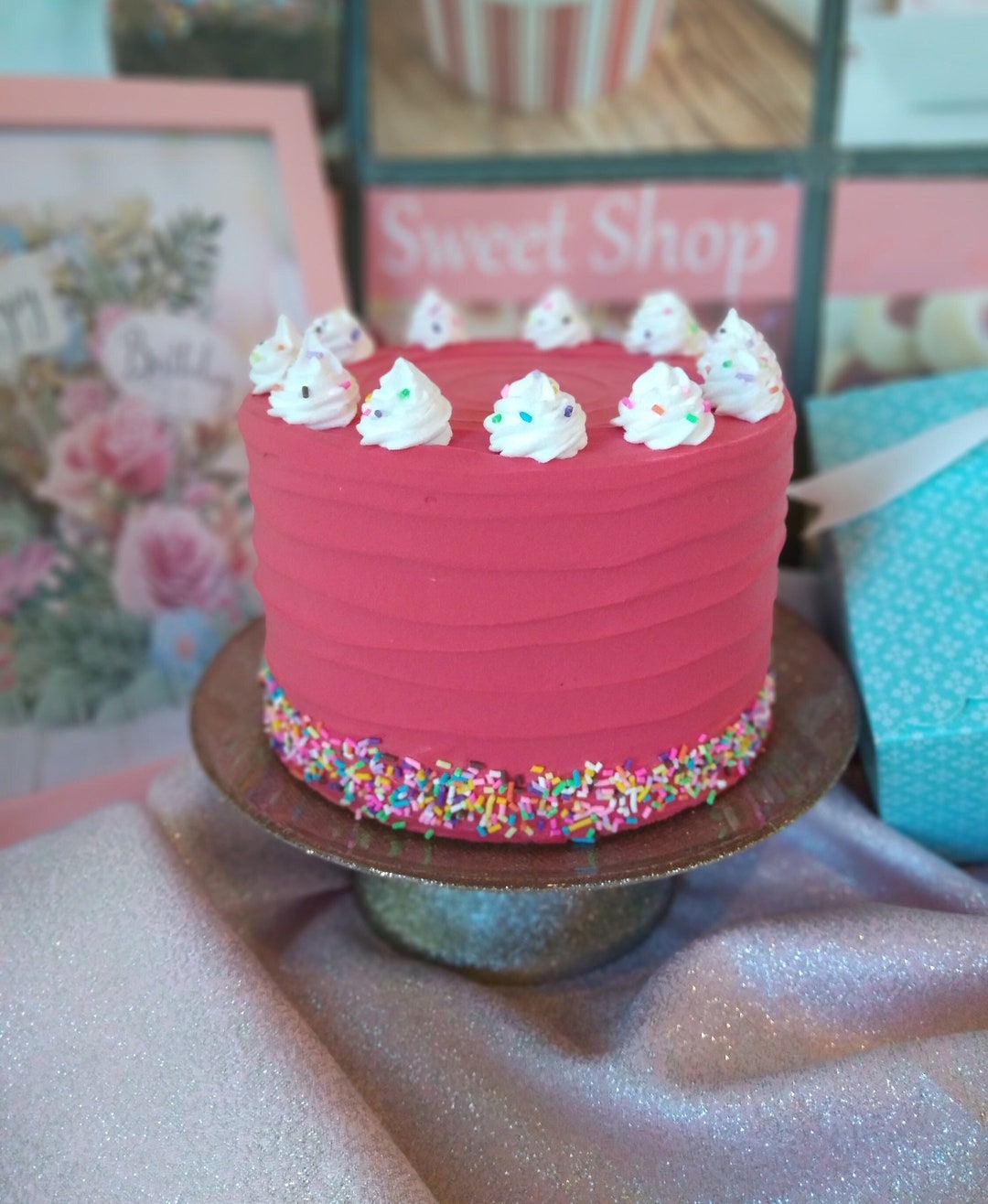 Fake Bake Cake Faux Birthday Cake Display Pink - Etsy