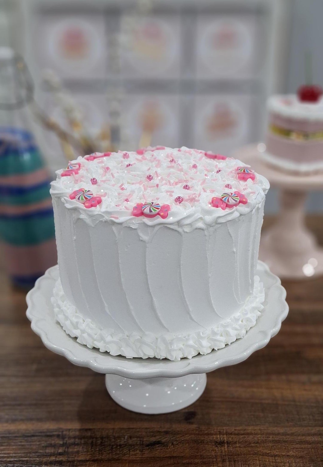 Faux Birthday Cake for Display Fake Bake Cake With Sprinkles - Etsy