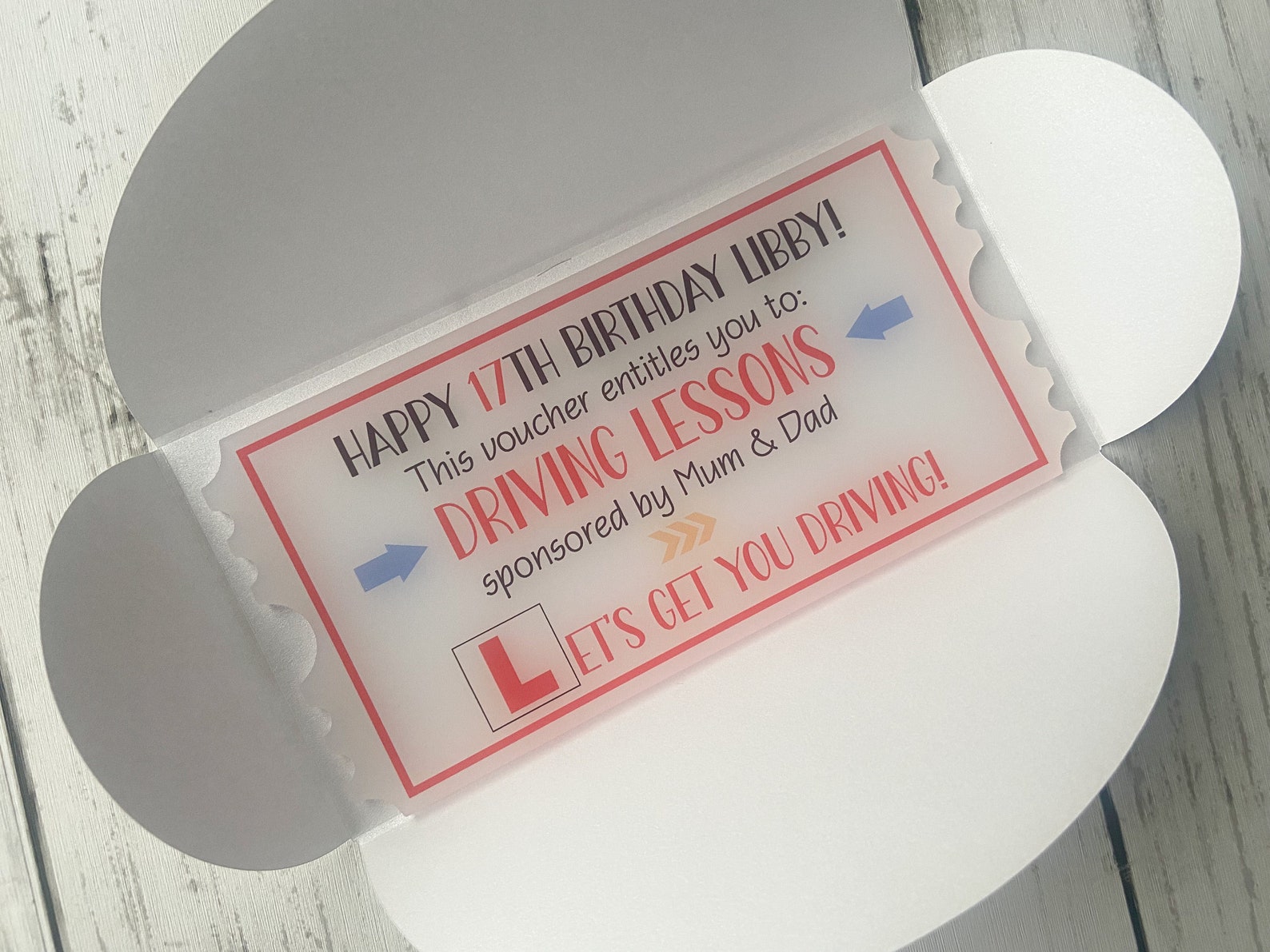 Driving Lesson Gift Voucher for Her, Personalised Gift Card for ...