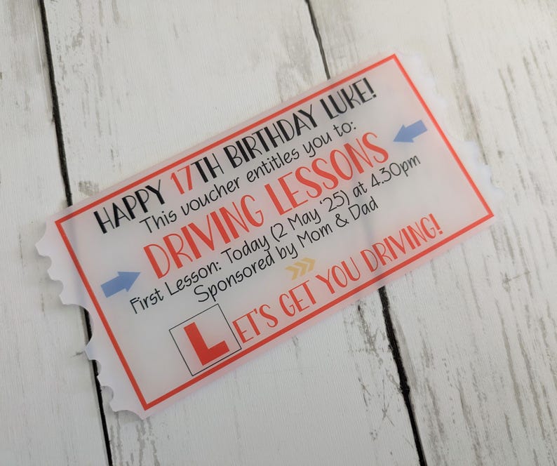 Driving Lesson Gift Voucher for Her, Personalised Gift Card for ...