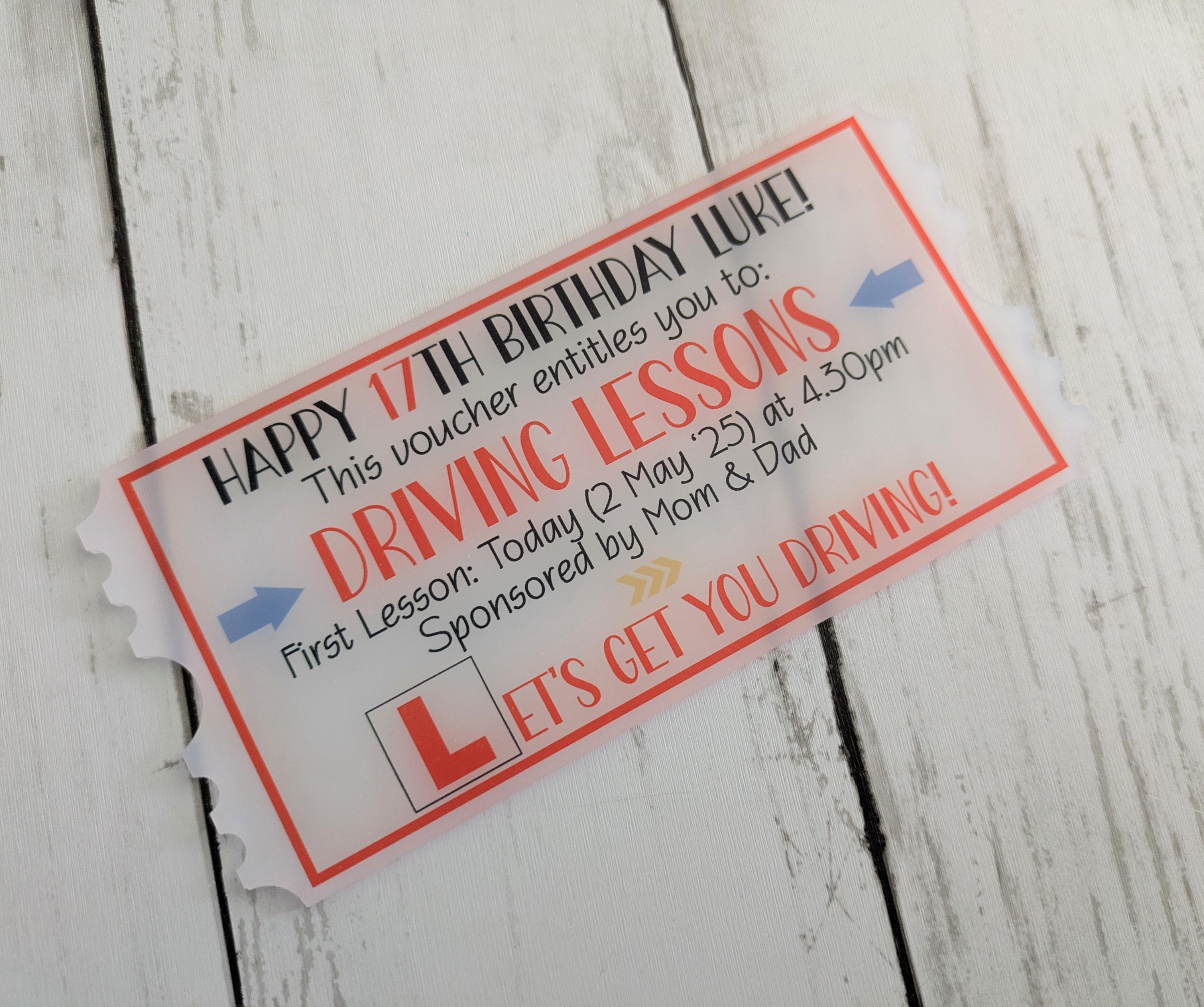 Driving Lesson Gift Voucher for Her, Personalised Gift Card for ...