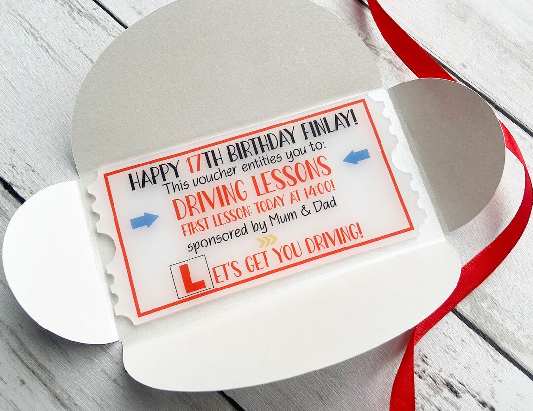 Driving Lesson Gift Voucher for Her, Personalised Gift Card for ...