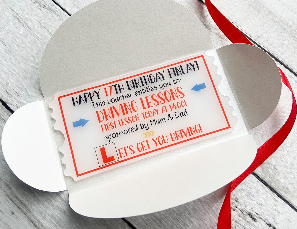 Driving Lesson Gift Voucher for Her, Personalised Gift Card for ...