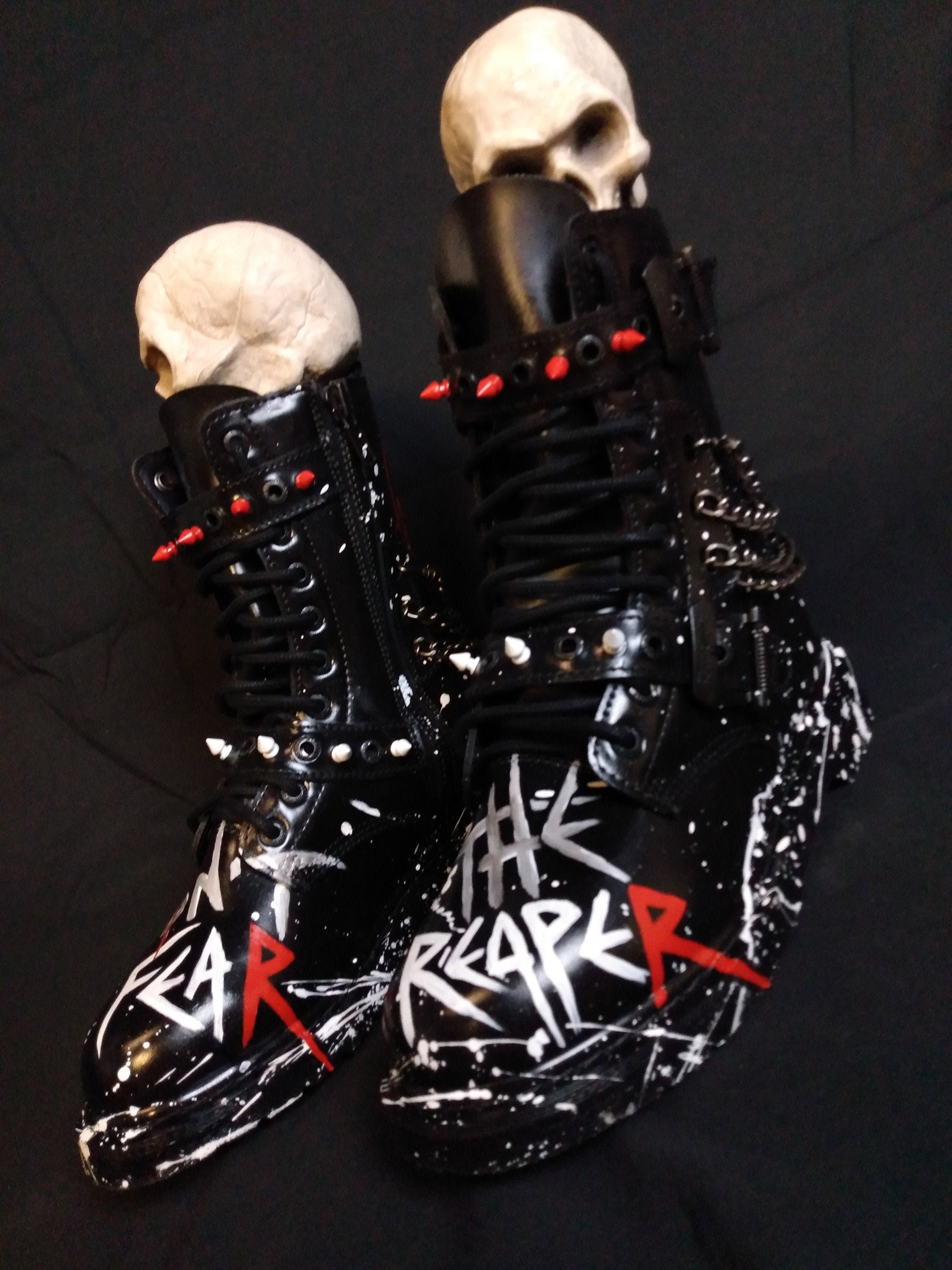 Don't Fear the Reaper | Custom Half-calf Boots (chained) - Etsy