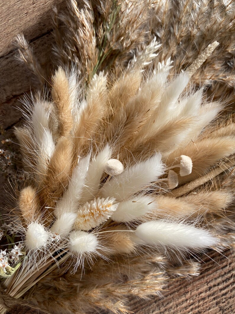 Dried Flower Natural and Bleached White Bouquet/arrangement With Pampas ...
