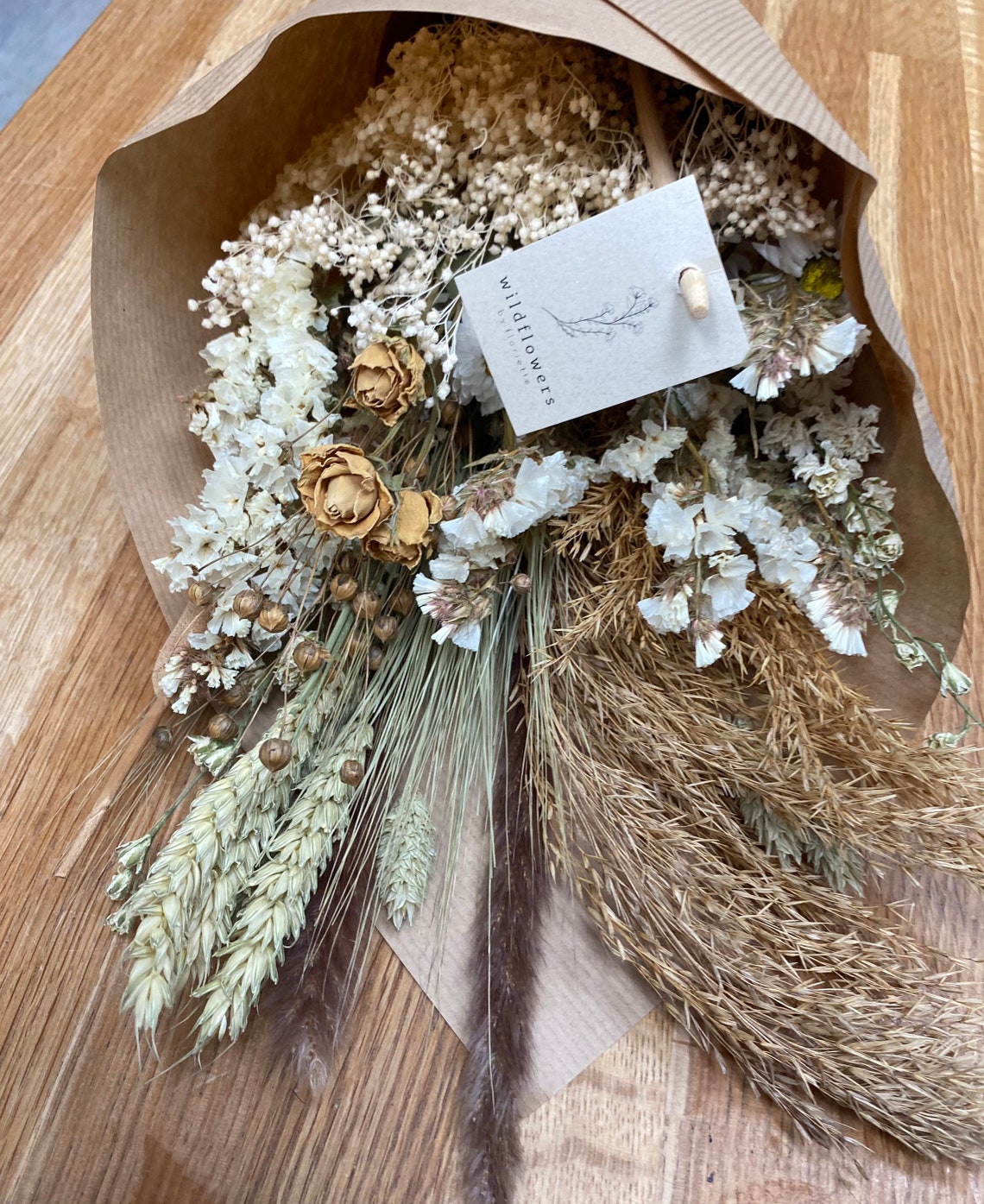 Dried Flower Bouquet With a Mix of Natural Coloured Flowers, Foliage ...