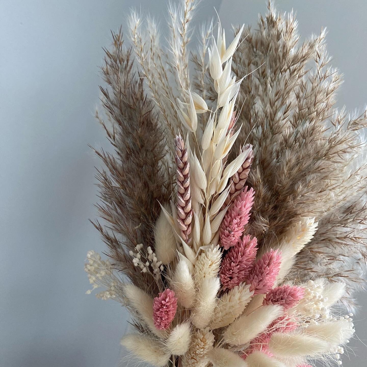A Small, Delicate Soft Pink and Bleached White Dried Flower Arrangement ...