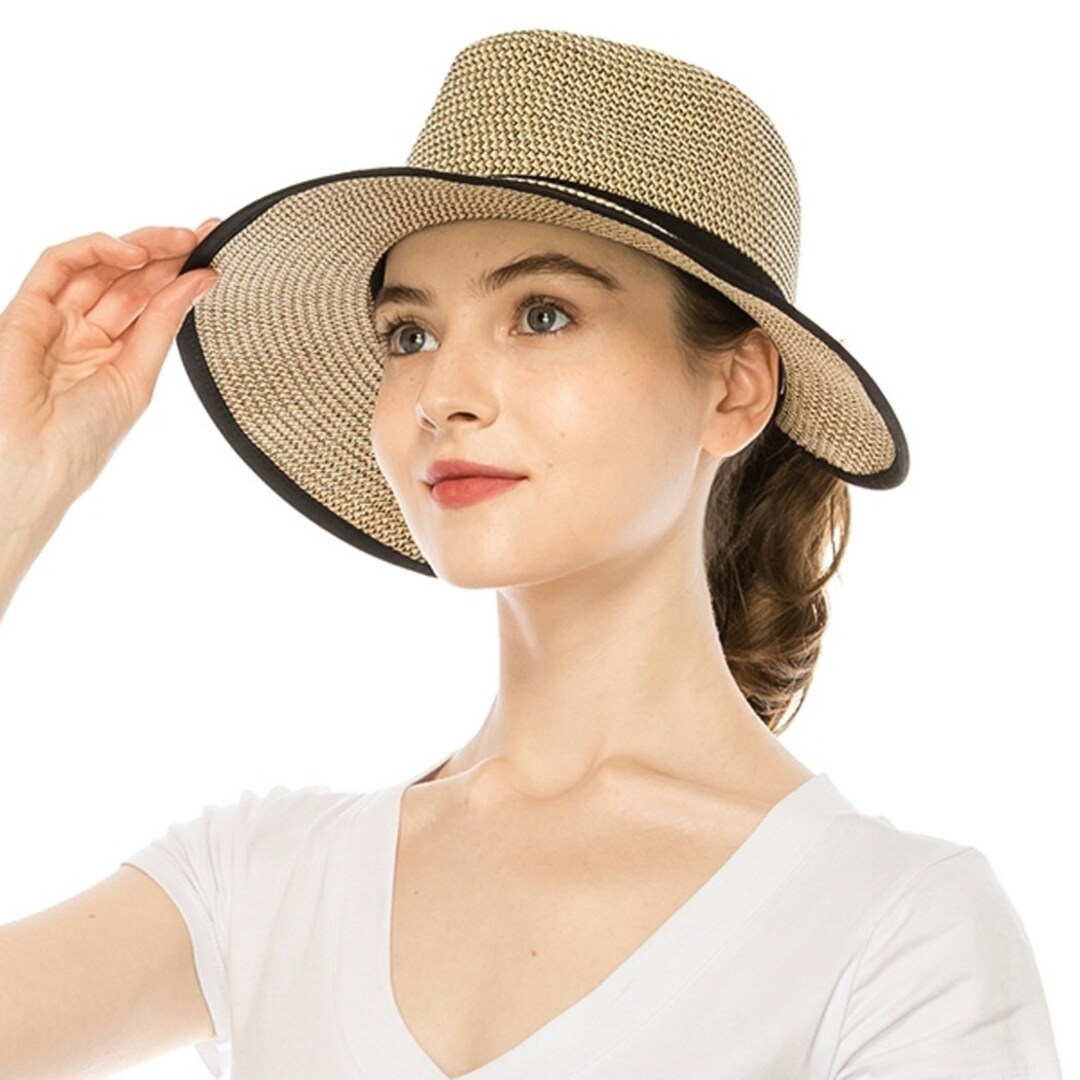 Straw Fedora Hat With Back Opening for Wearing With a Ponytail Fashion ...