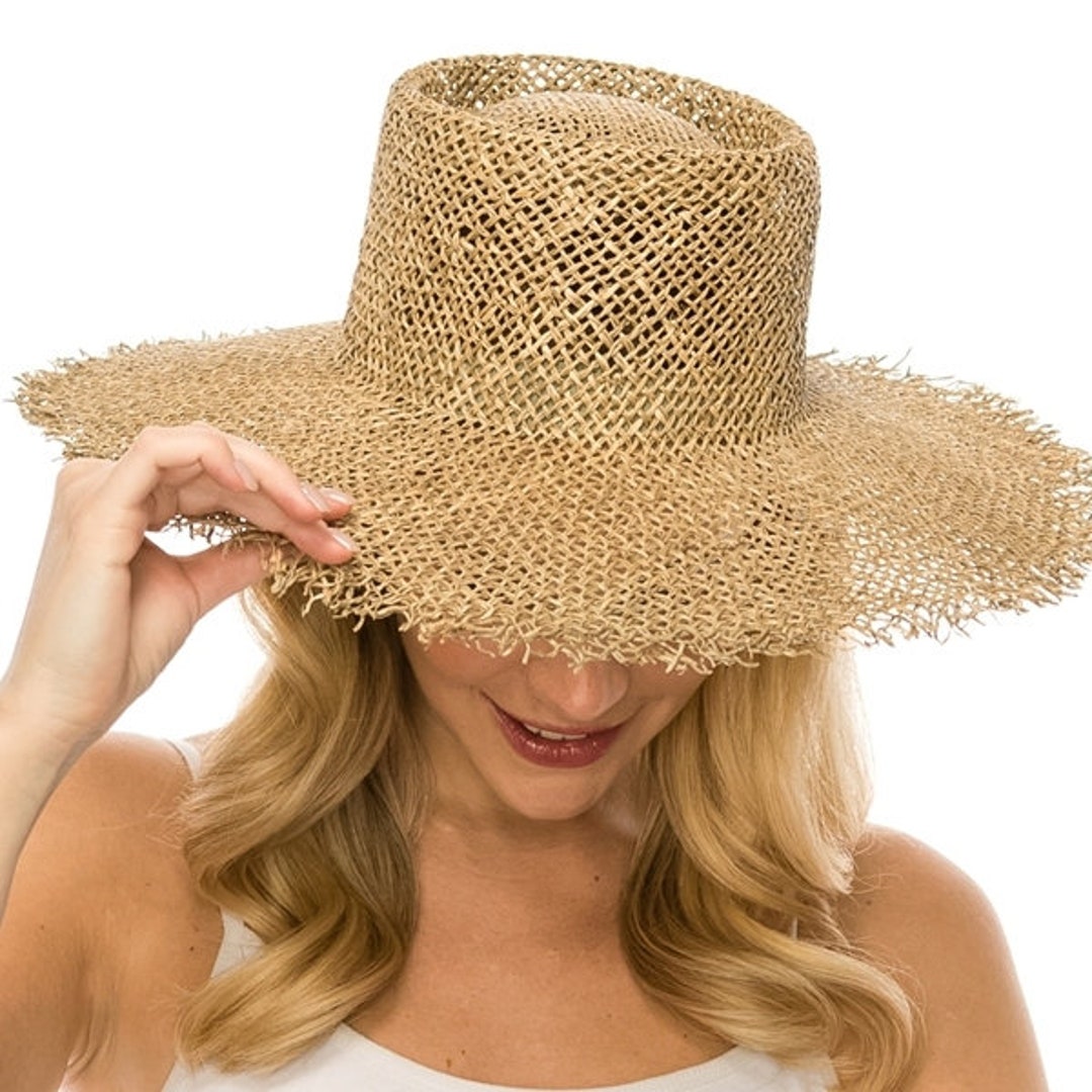 Handwoven Beach Hat With Frayed Edge. Lightweight and Airy, Fashion Hat ...