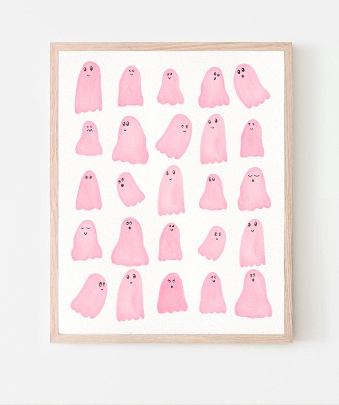 Pink Ghost Print Watercolor Illustration, Halloween Instant Download ...