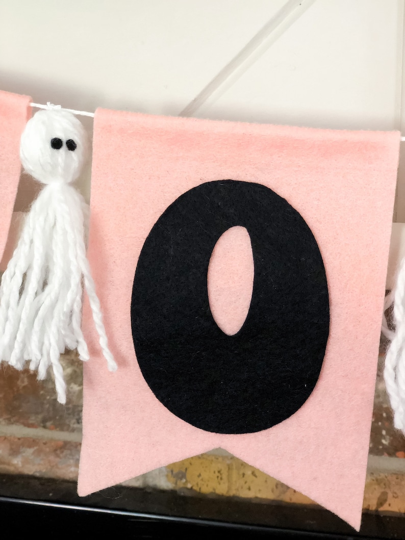 Pink Ghost Halloween Garland Stay Spooky Banner Boo Felt - Etsy