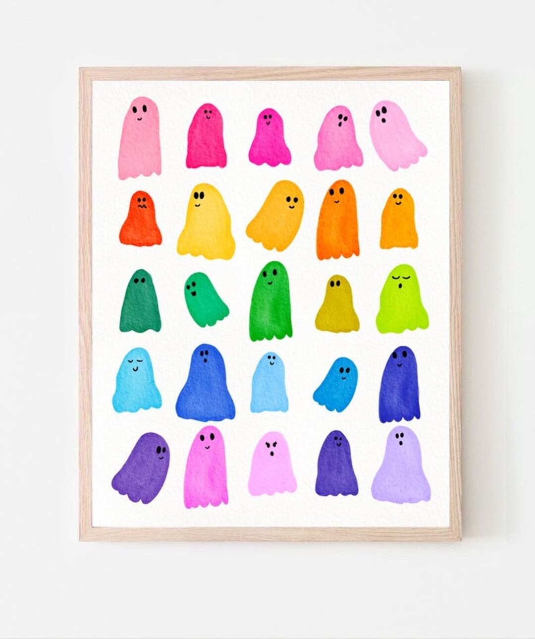 Rainbow Bright Ghost Print Watercolor Illustration,halloween Instant ...