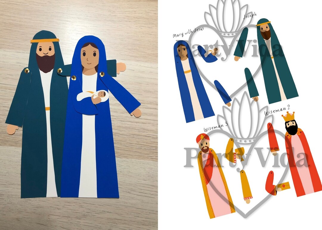 Nativity Paper Doll Puppets, Christmas Gift, Secret Santa, Christian ...