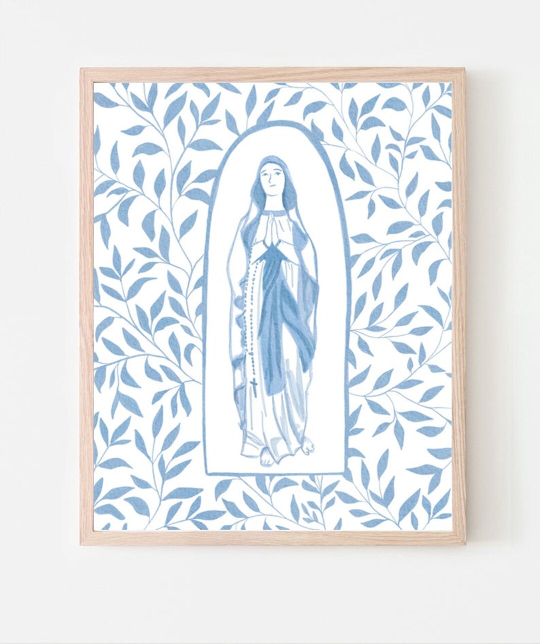 Mary Print Religious Watercolor Illustration, Our Lady of Lourdes ...