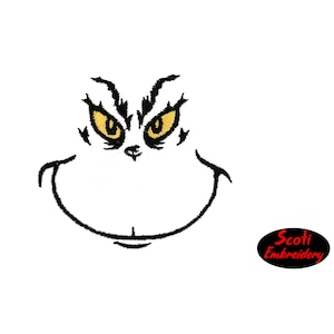 The Grinch Face Machine Embroidery Design, Embroidered Grinch Face ...