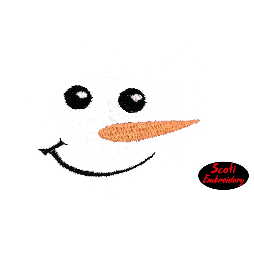 Snowman Face Machine Embroidery Design, Embroidered Cute Snowman Face ...