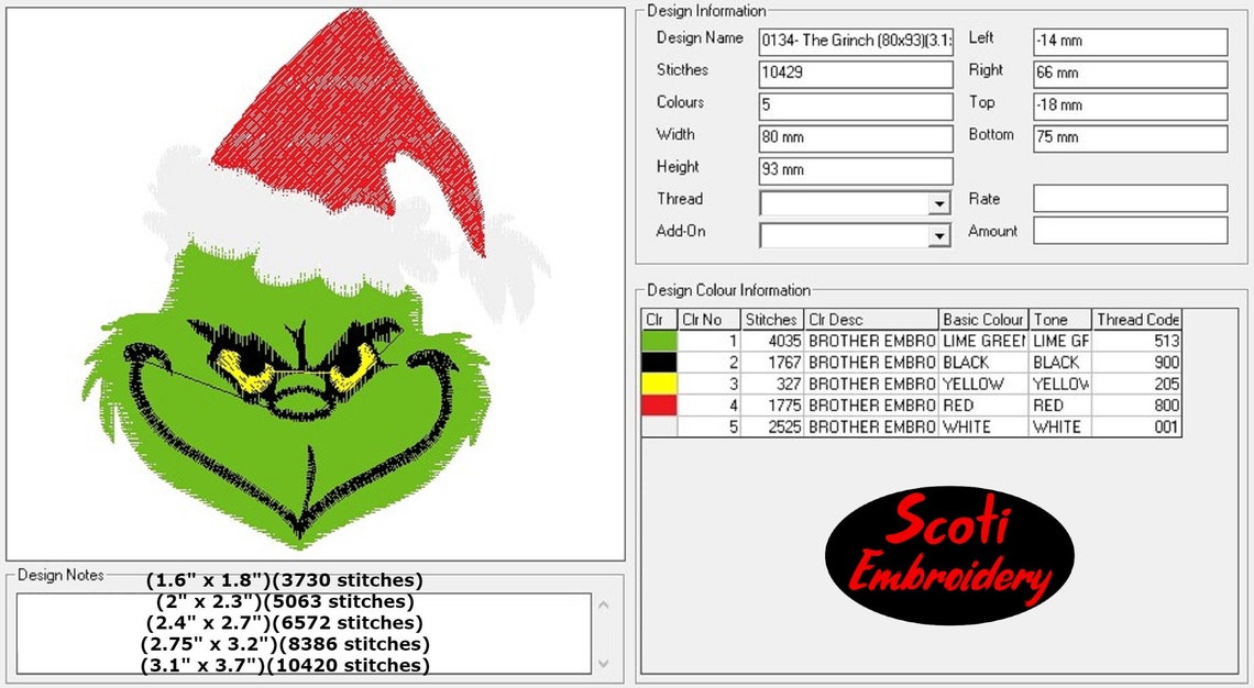 The Grinch Machine Embroidery Design Embroidered the Grinch - Etsy UK