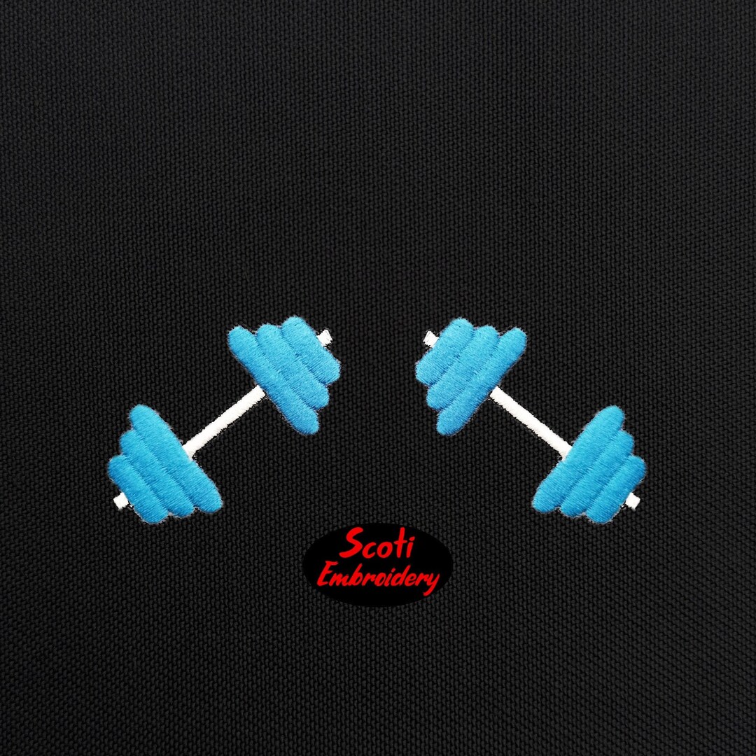 Dumbbell Gym Weight Machine Embroidery Design, Embroidered Sports ...