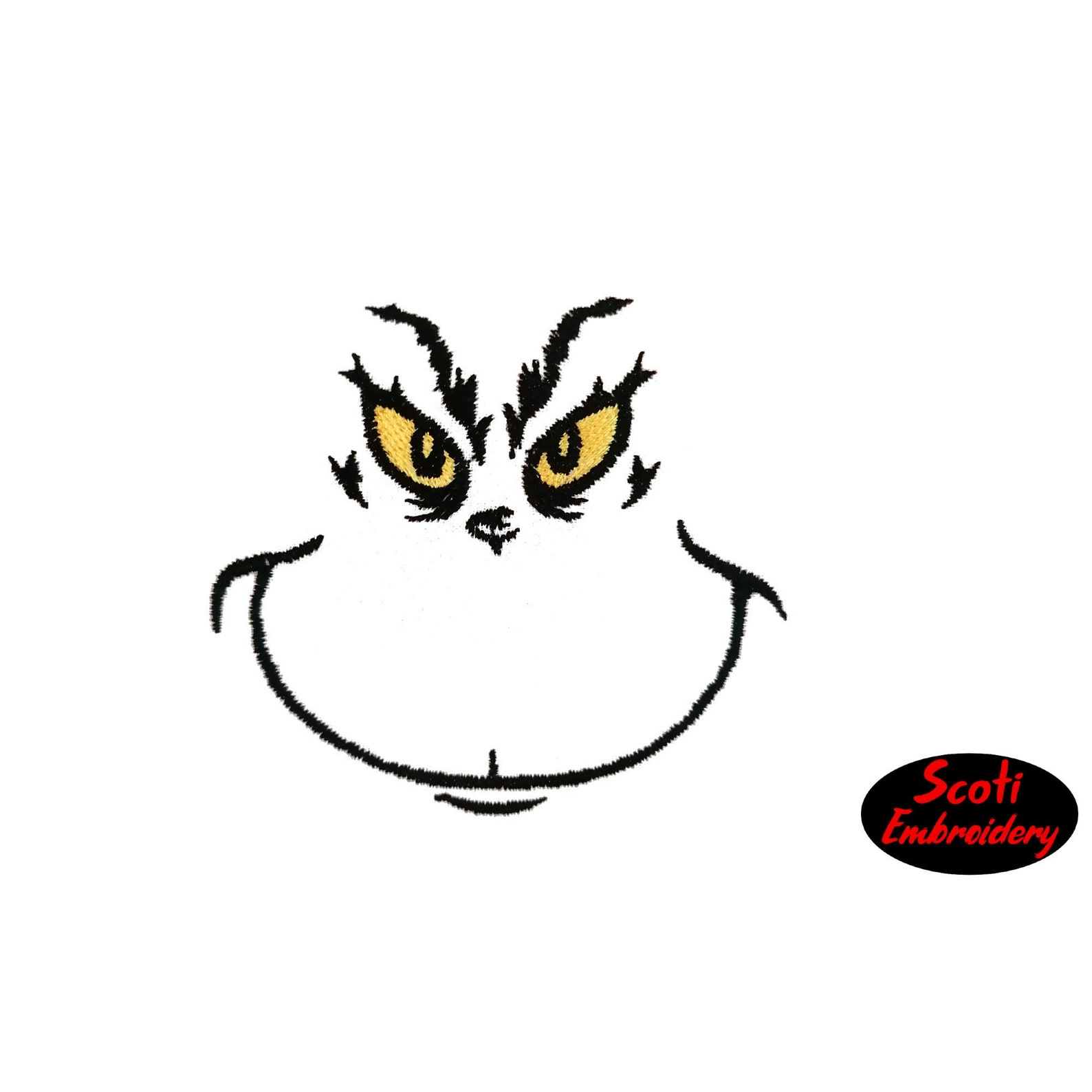 The Grinch Face Machine Embroidery Design, Embroidered Grinch Face ...