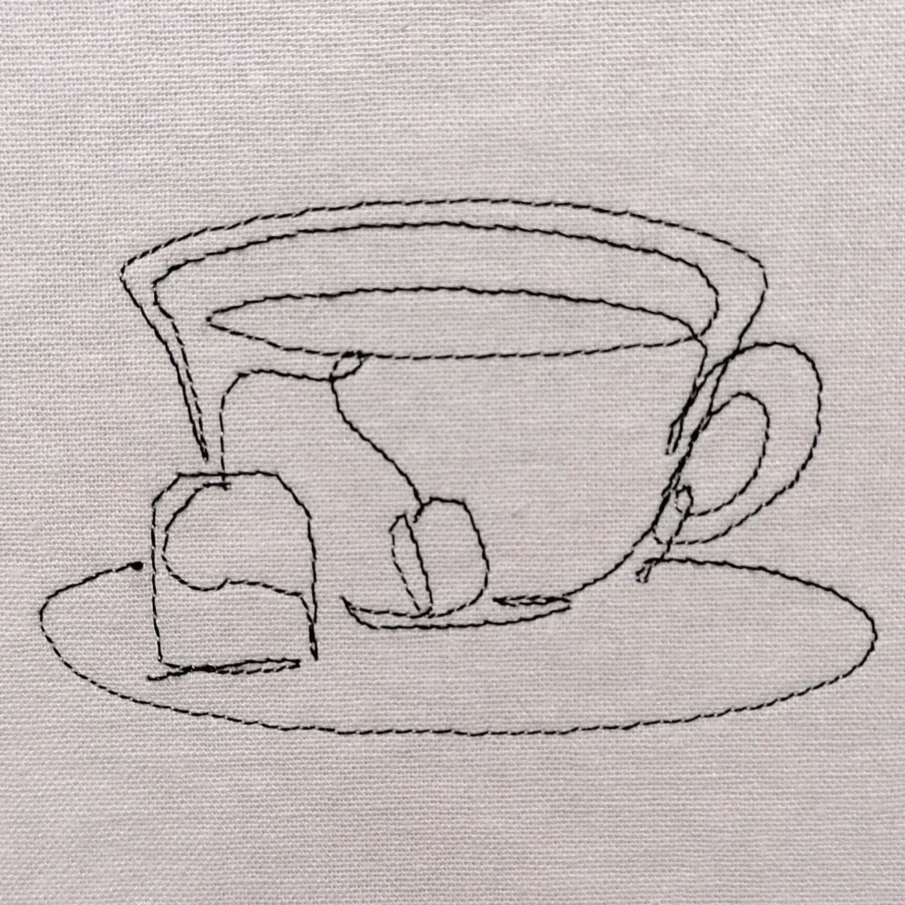Continuous Line Tea Cup Machine Embroidery Design Cup and - Etsy