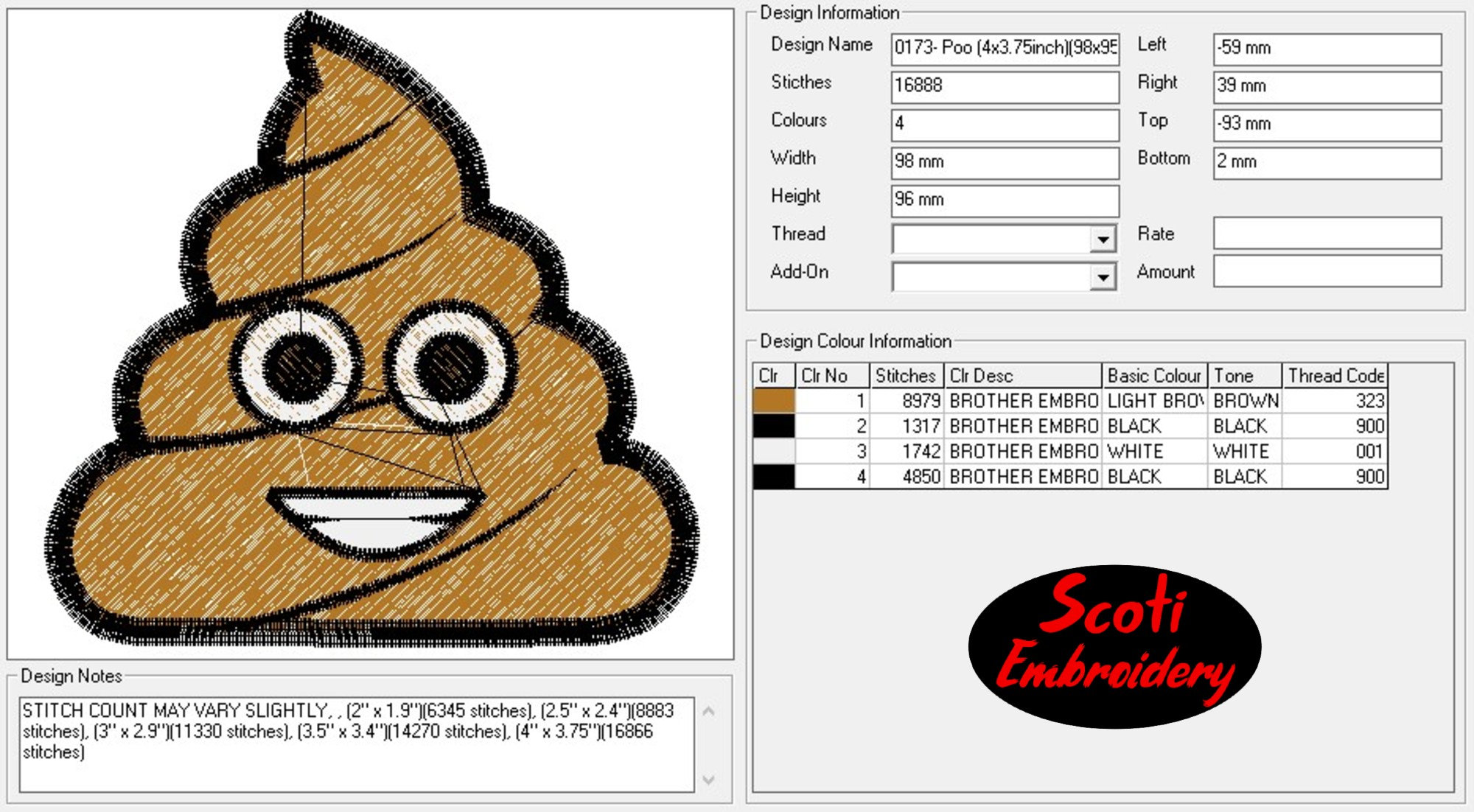 Poo Emoji Embroidery Design, Poo Emoji Embroidery Designs, Embroidered ...