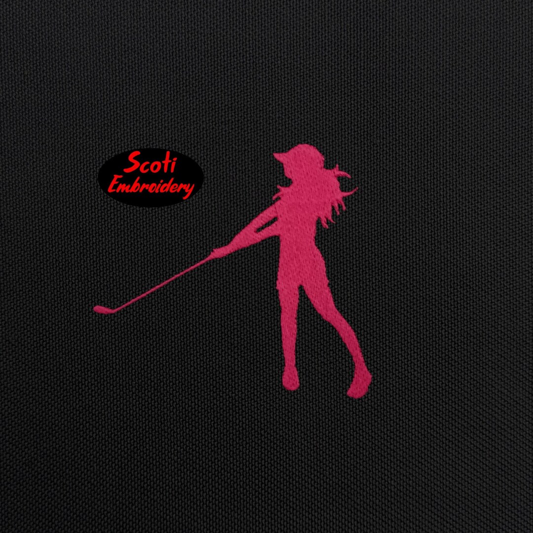 Golf Machine Embroidery Design, Embroidered Golf Designs, Female Golfer ...
