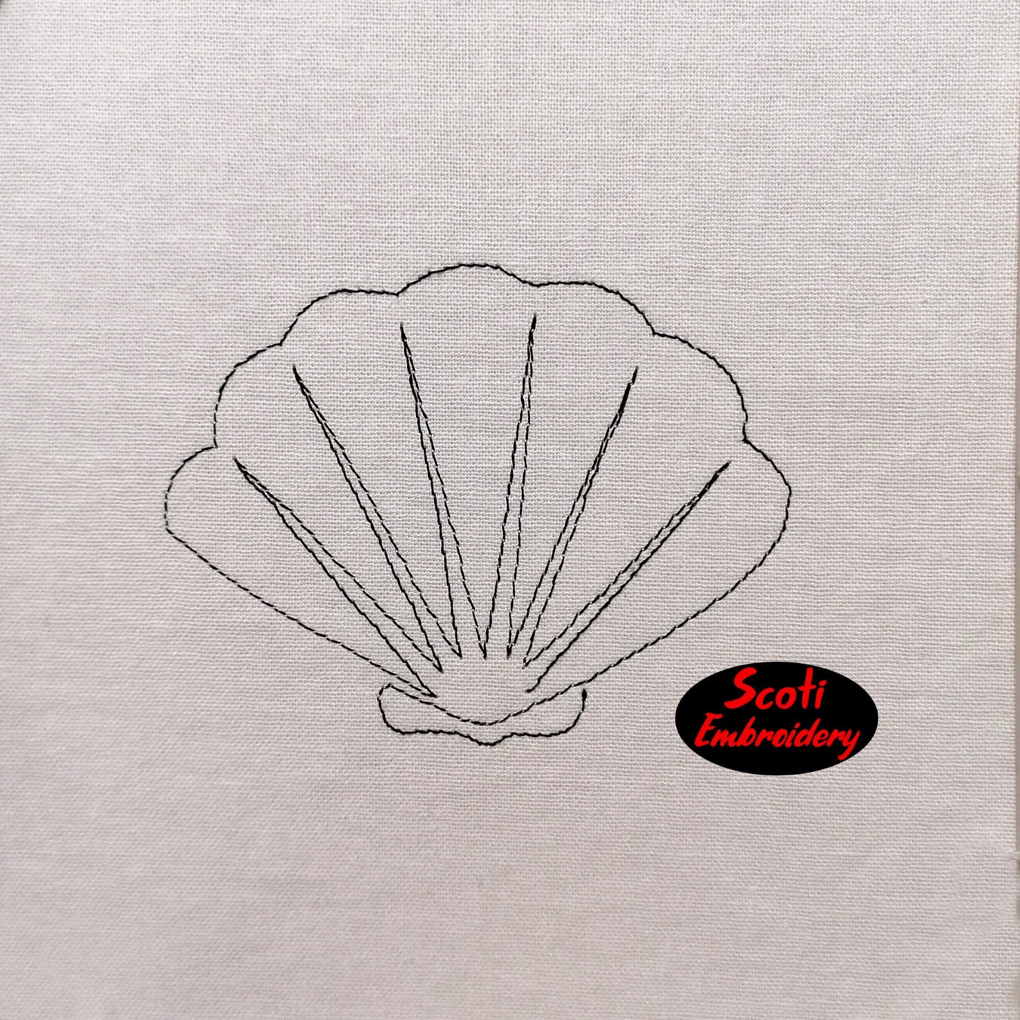 Continuous Line Scallop Seashell Machine Embroidery Design | Etsy