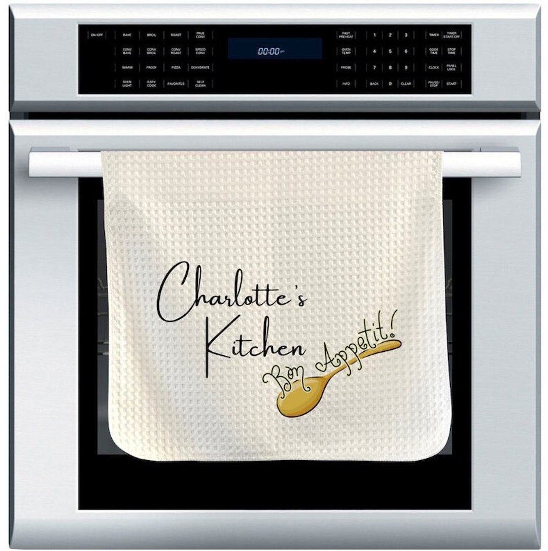 Personalized Waffle Tea Towel: Bon Appetit Kitchen Decor - Etsy