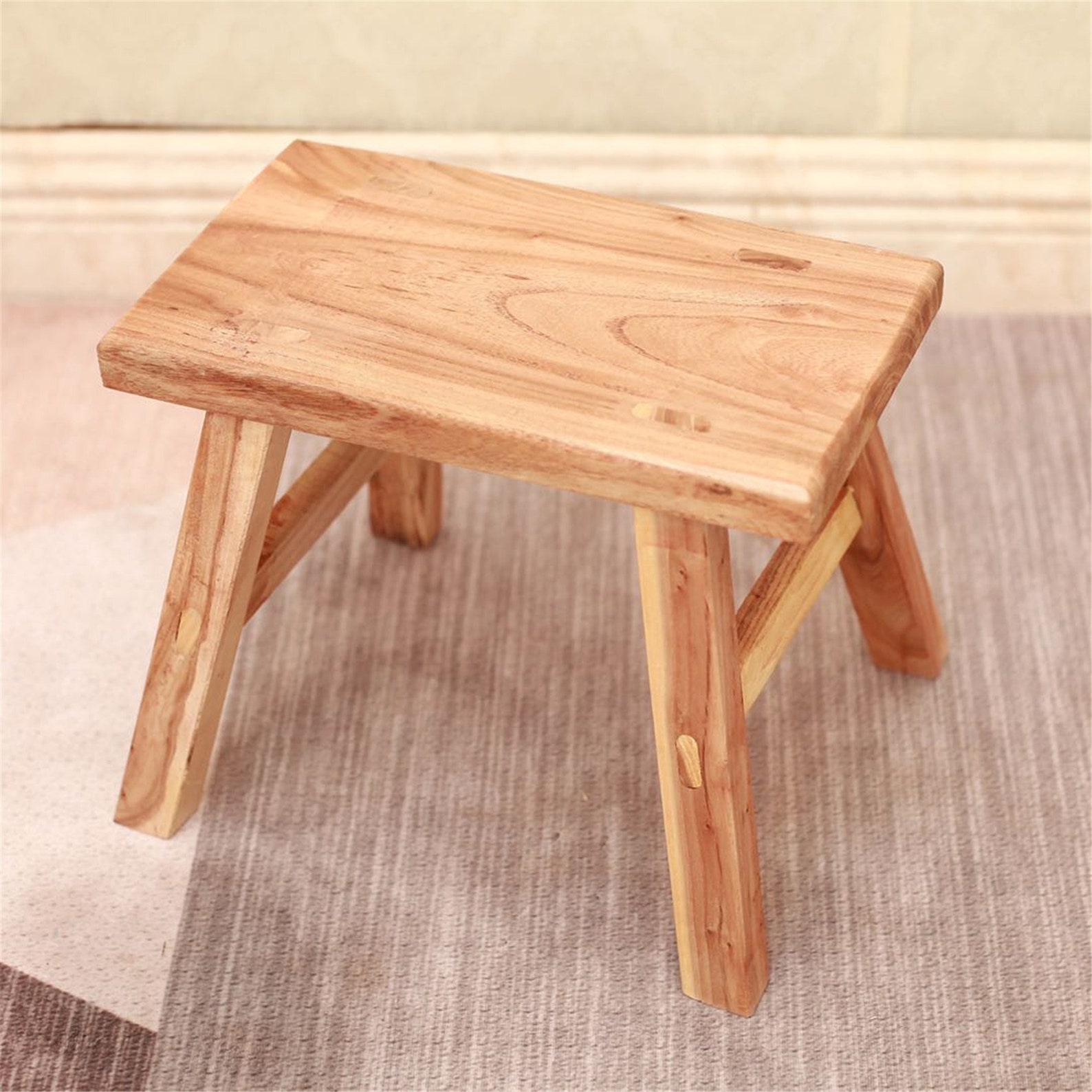 Wooden Short Square Small Stool Household Creative Household | Etsy