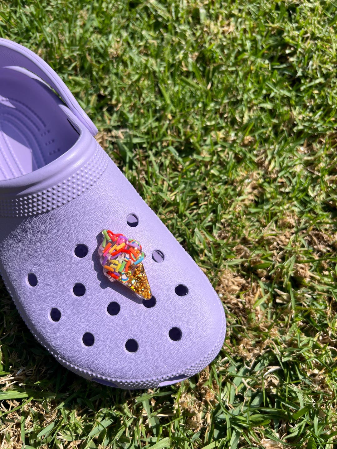 Croc Charm - Bright Rainbow Ice Cream W/ Gold Sparkle Cone - Etsy