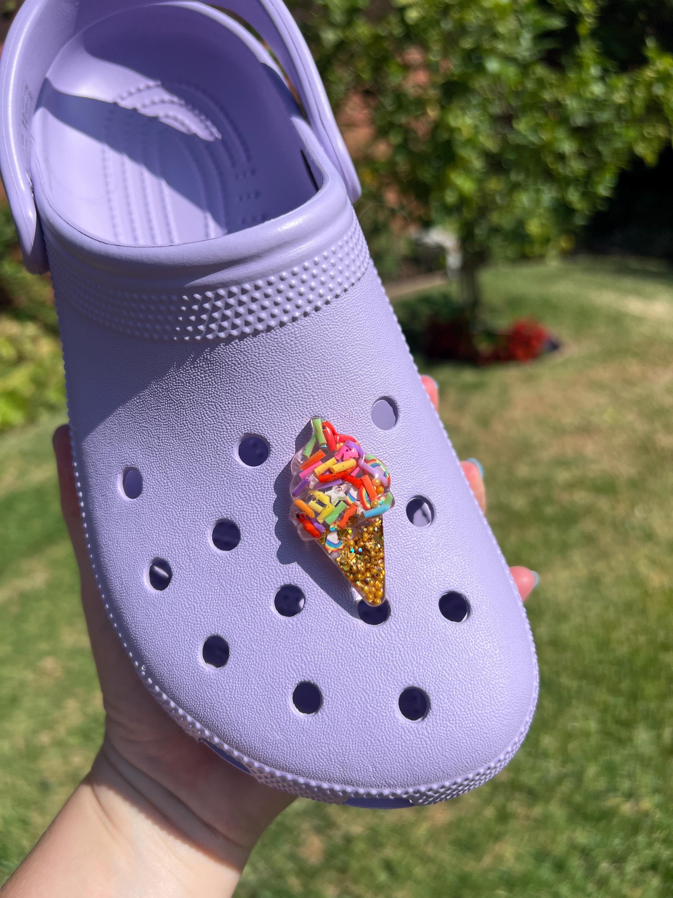 Croc Charm Bright Rainbow Ice Cream W/ Gold Sparkle Cone - Etsy