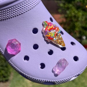 Croc Charm - Bright Rainbow Ice Cream W/ Gold Sparkle Cone - Etsy