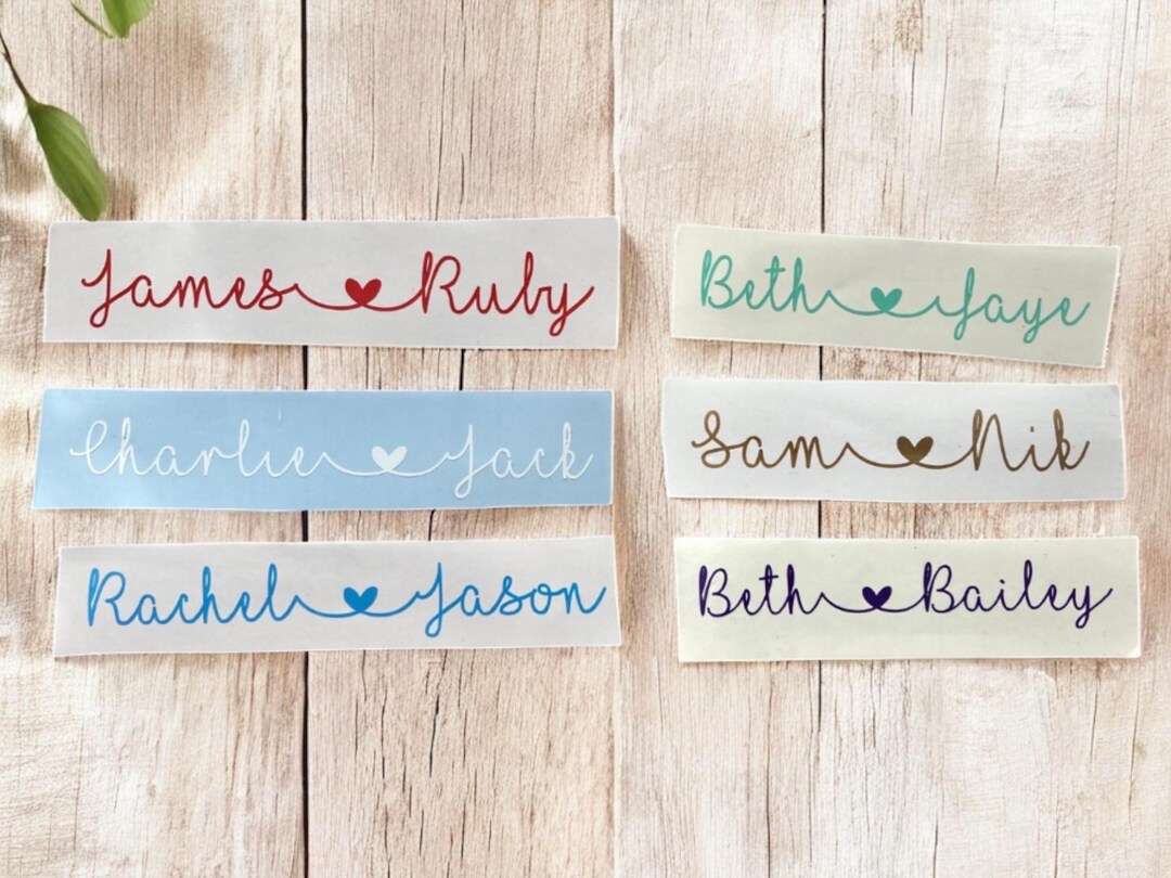 Custom Vinyl Name Decal: Couple Names, Personalised Stickers - Etsy