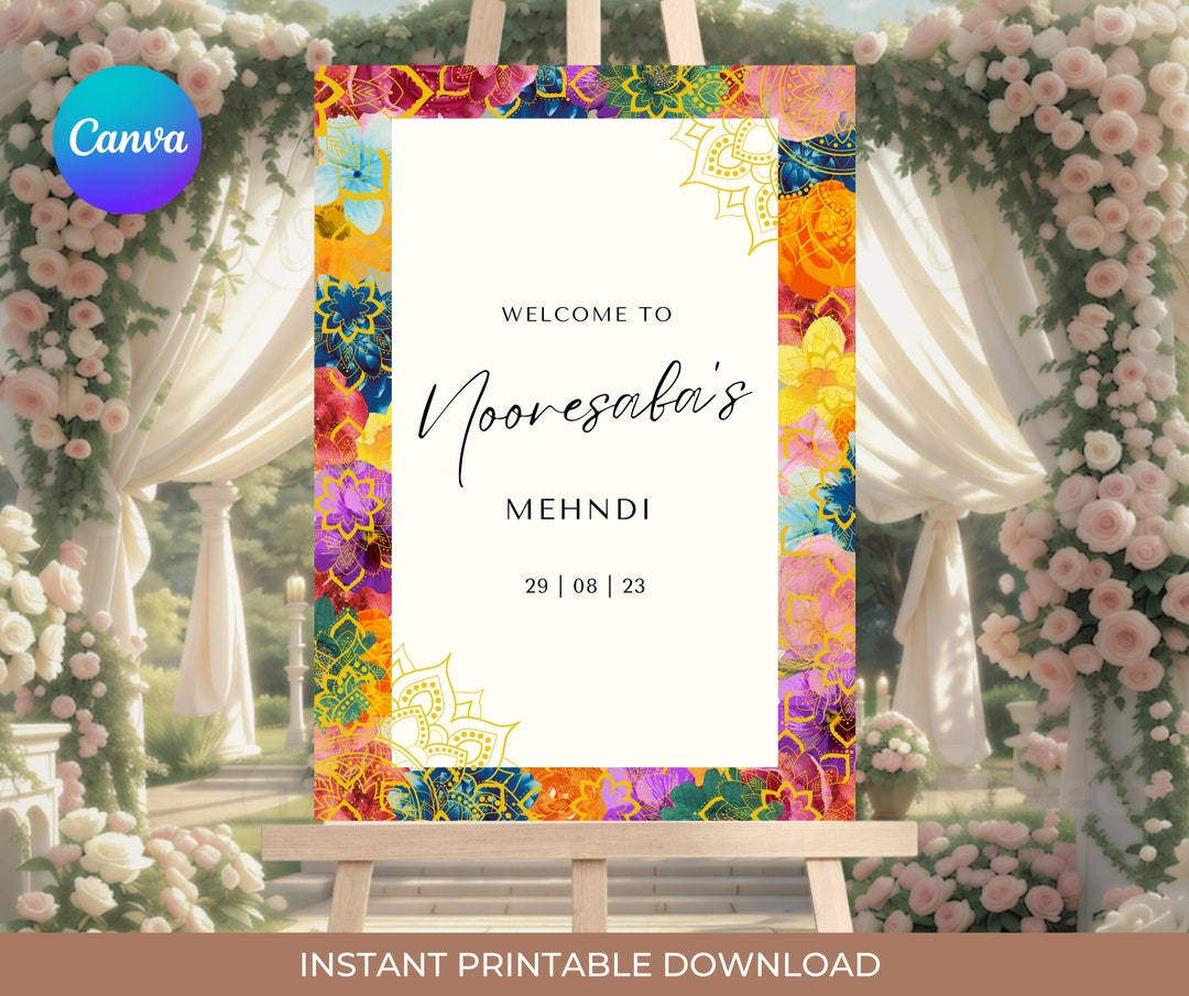 Welcome Sign Indian Wedding Mehndi Sign Desi Welcome to Sangeet Sign ...