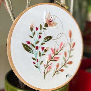 Boho Modern Floral Embroidery Pattern PDF | Flower Embroidery | Hand ...