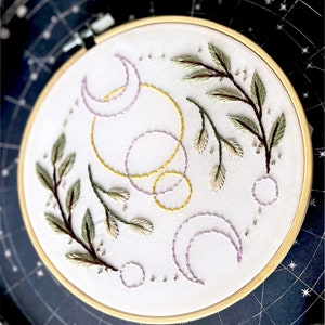 Triple Moon Embroidery Pattern PDF + Video | Celestial Embroidery ...