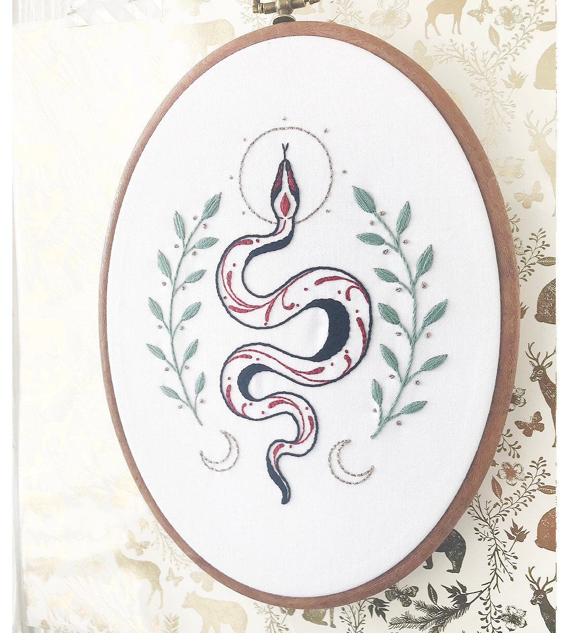 Snake Embroidery PDF Pattern Snake and Moon Embroidery | Etsy