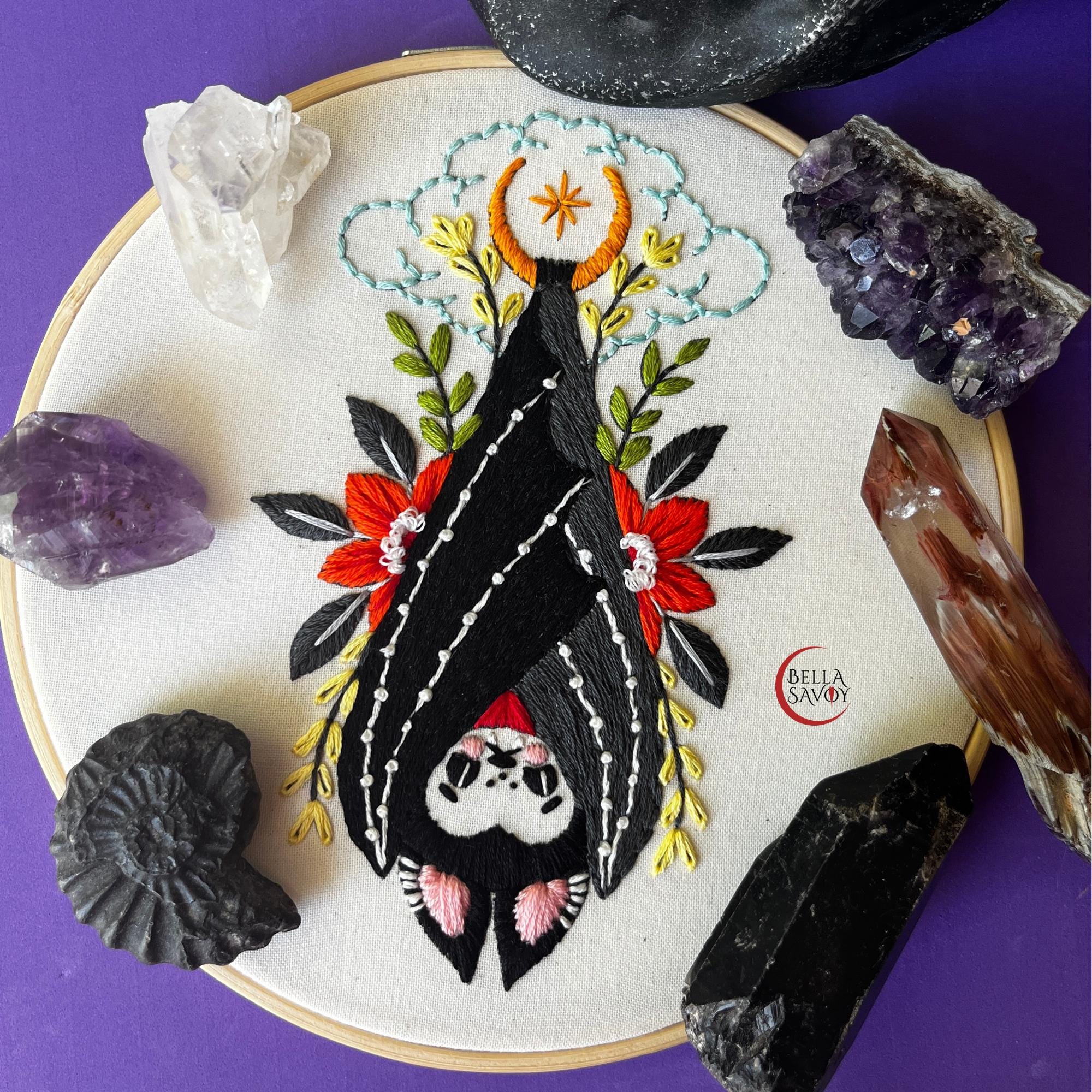 Cute Vampire Bat Embroidery Pattern Pdf | Beginner-friendly Embroidery ...