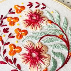 Whimsical Modern Floral Embroidery Pattern PDF | Flower Embroidery ...