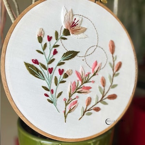 Boho Modern Floral Embroidery Pattern PDF | Flower Embroidery | Hand ...