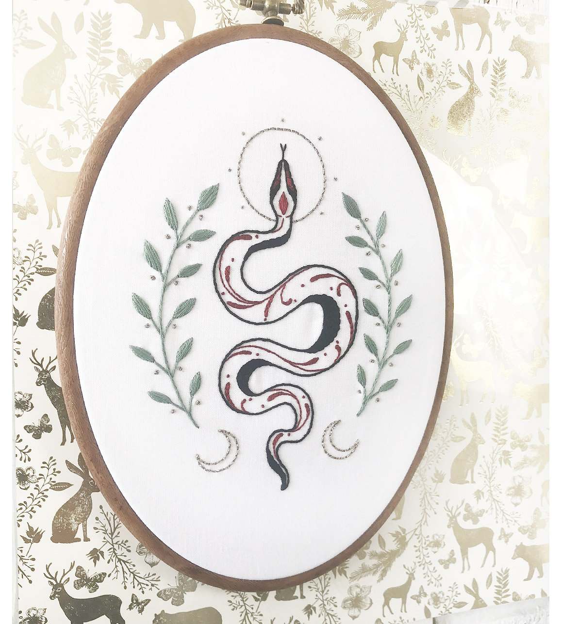 Snake Embroidery PDF Pattern Snake and Moon Embroidery | Etsy