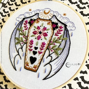 Cute Coffin Embroidery PDF Pattern | Wiccan Embroidery Pattern PDF ...