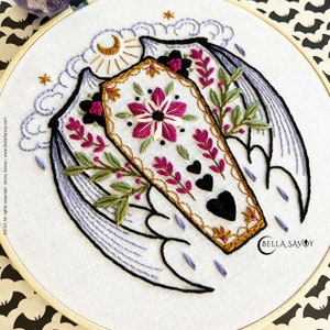 Cute Coffin Embroidery PDF Pattern | Wiccan Embroidery Pattern PDF ...
