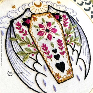 Cute Coffin Embroidery PDF Pattern | Wiccan Embroidery Pattern PDF ...