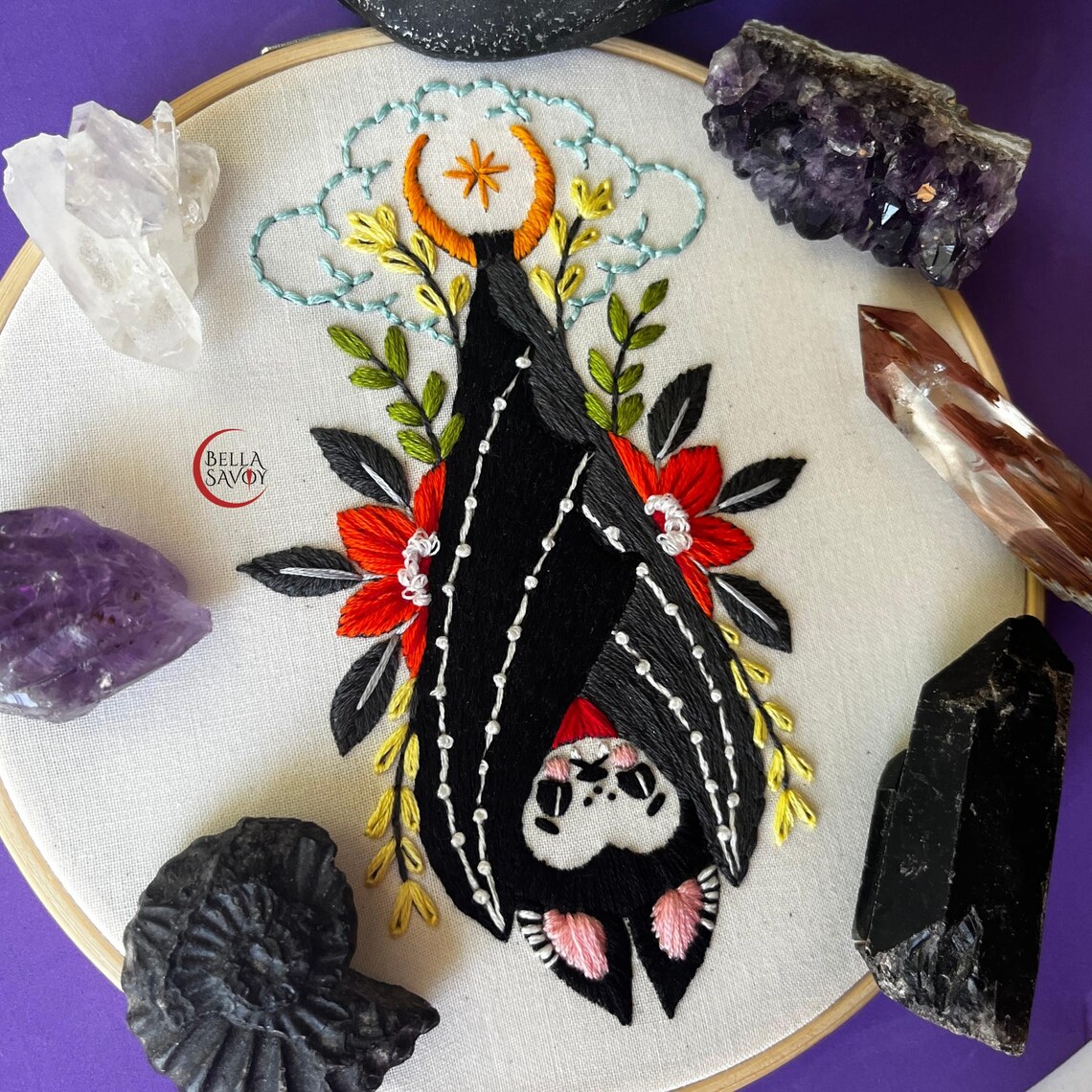 Cute Vampire Bat Embroidery Pattern Pdf | Beginner-friendly Embroidery ...