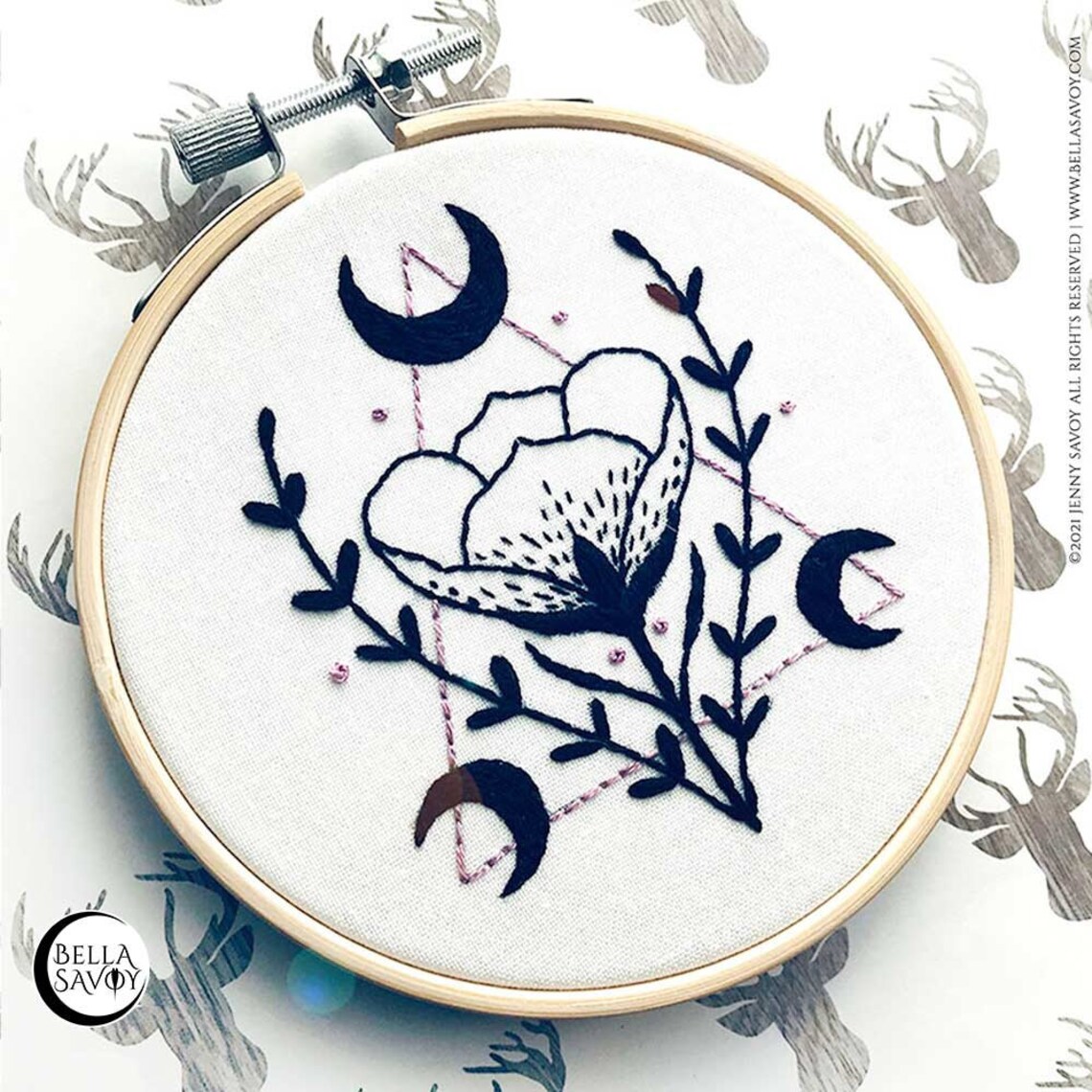 Wiccan Floral Embroidery PDF Pattern Hand Embroidery Pattern - Etsy