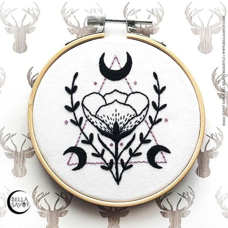 Wiccan Floral Embroidery PDF Pattern Hand Embroidery Pattern - Etsy