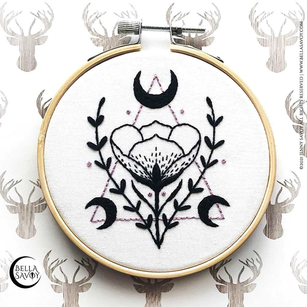 Wiccan Floral Embroidery PDF Pattern Hand Embroidery Pattern - Etsy