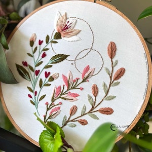 Boho Modern Floral Embroidery Pattern PDF | Flower Embroidery | Hand ...