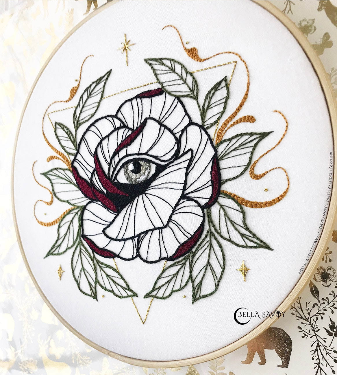 Floral Embroidery PDF Pattern Rose With All Seeing Eye - Etsy